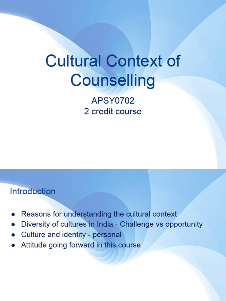 Understanding Cultural Context in Counseling | PDF | Attitude ...