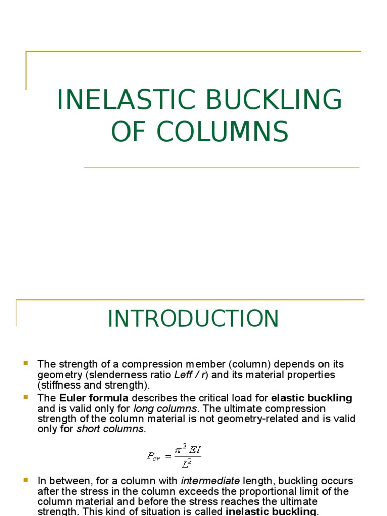 Inelastic Buckling of Columns Explained | PDF | Buckling | Column
