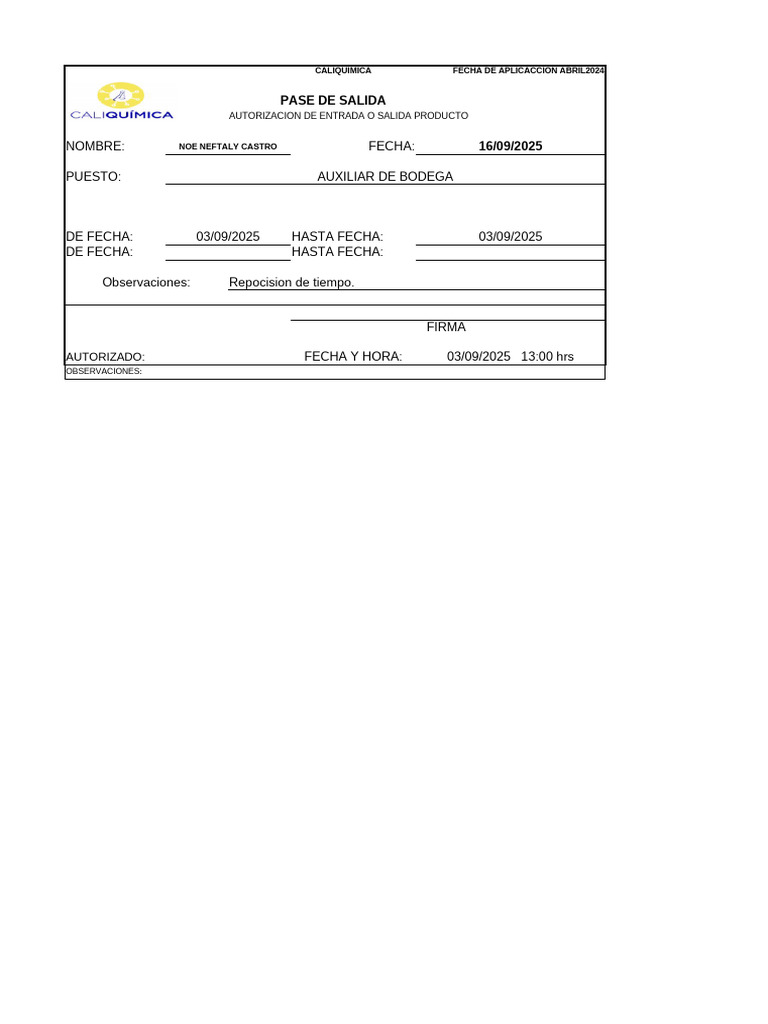 Pase de Salida | PDF