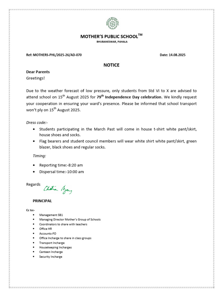 70 Notice For Independence Day | PDF