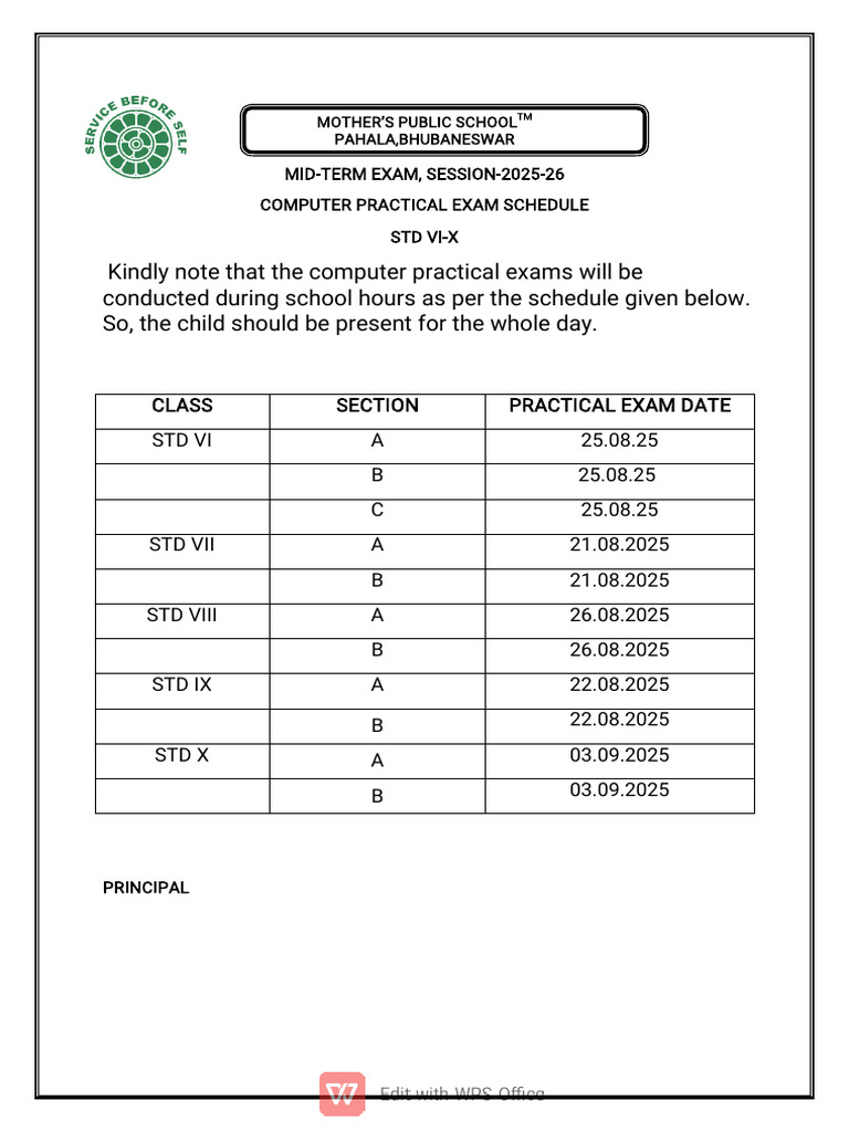 Computer Practical Exam Schedule STD Vi To X | PDF