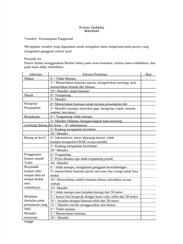 PDF Form Indeks Barthel | PDF