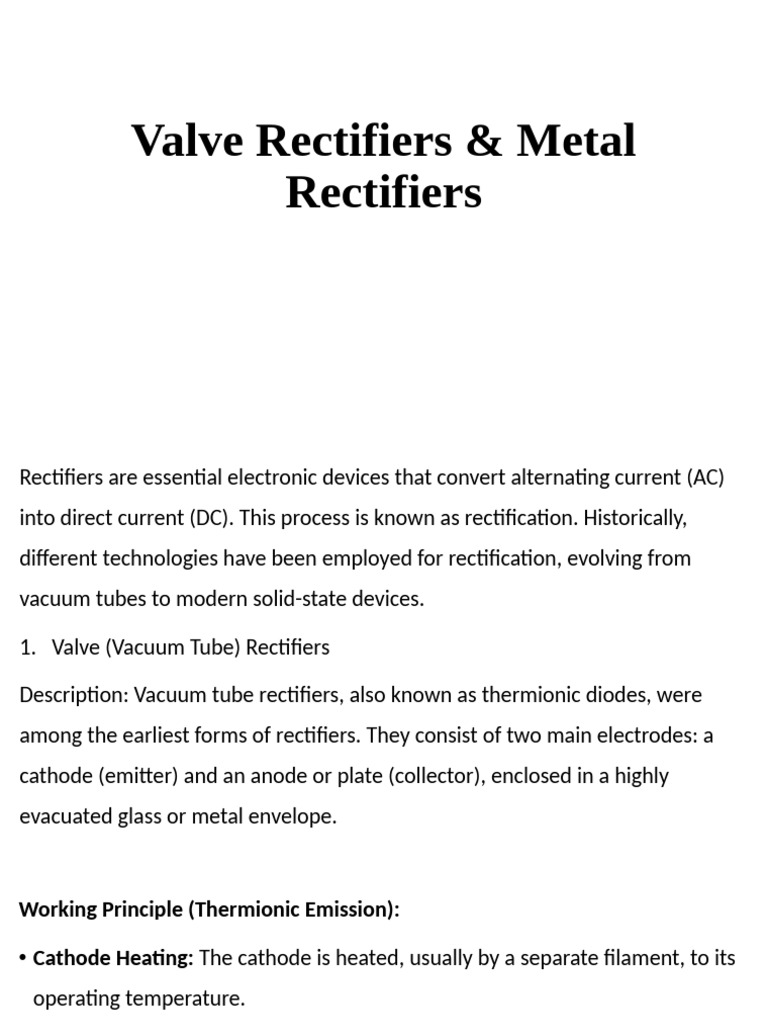 Valve Rectifiers & Metal Rectifiers | PDF