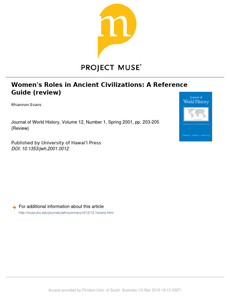 Womens Roles in Ancient Civilizations A | PDF | Liberal Arts Education