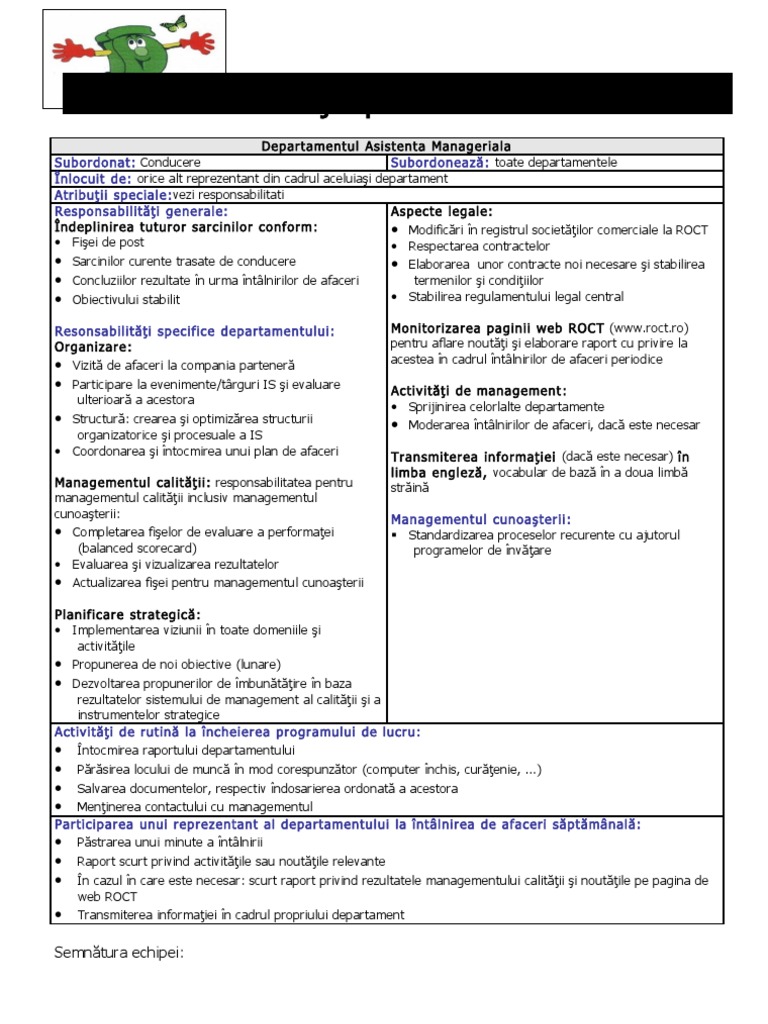 Exemple de Fise de Post | PDF