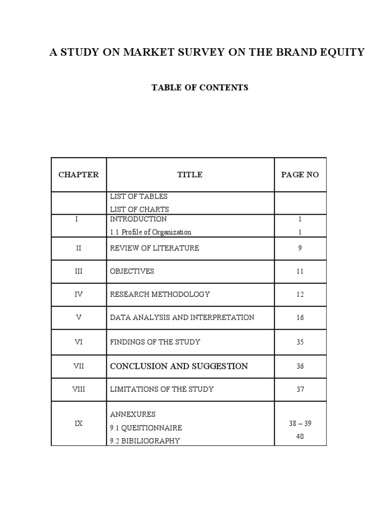 Project Report On Market Survey On Brand Equity | PDF | Brand ...