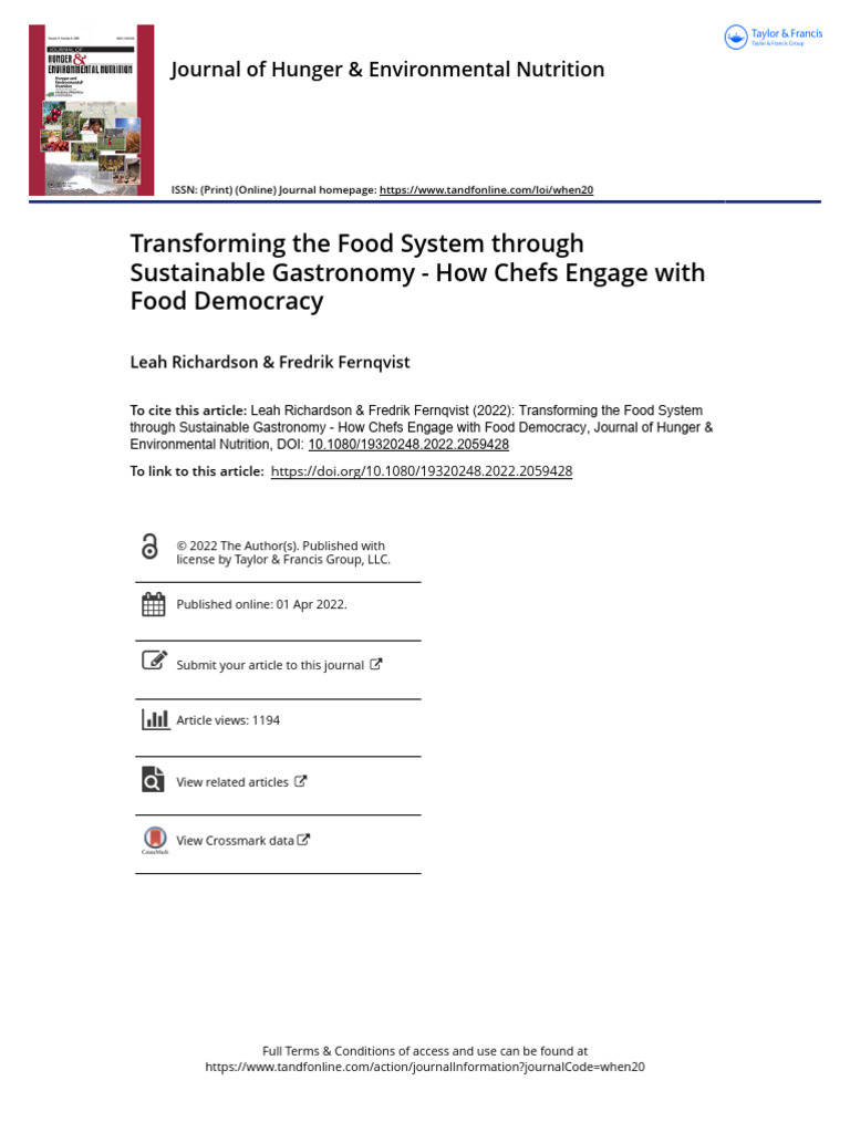 Transforming The Food System Through Sustainable Gastronomy How Chefs ...