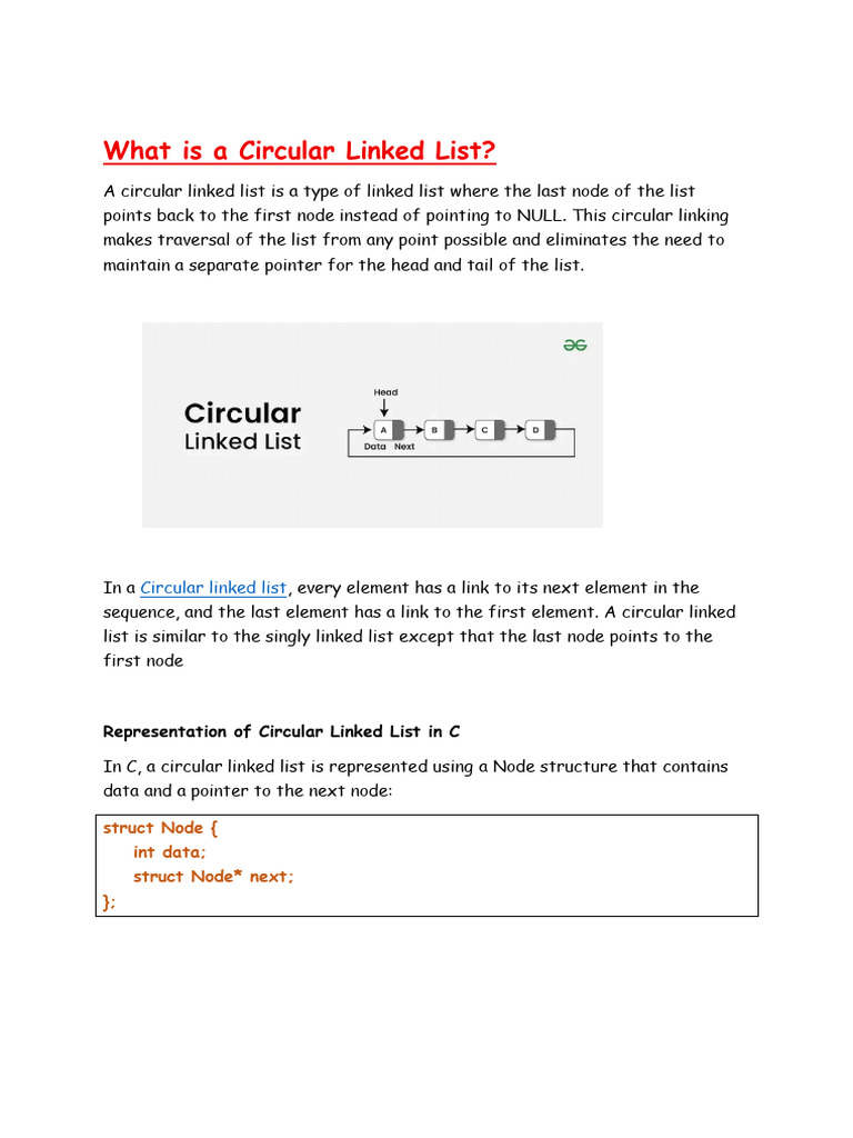 Circular Linked List | PDF | Pointer (Computer Programming) | Computing