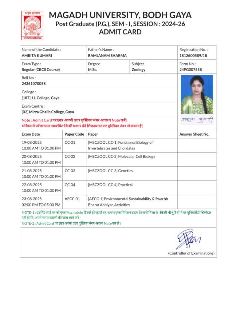 (Admissions) Magadh University, Bodh Gaya | PDF
