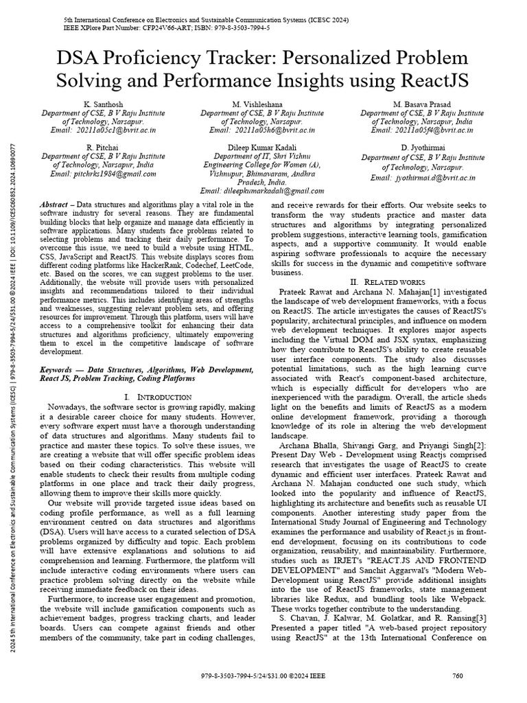 DSA Proficiency Tracker Personalized Problem Solving and Performance ...