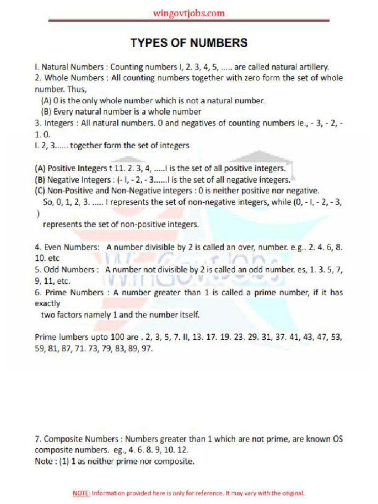 Types of Numbers | PDF