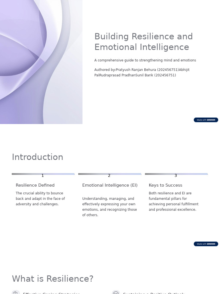 Build Resilience & Emotional Intelligence | PDF | Psychological ...