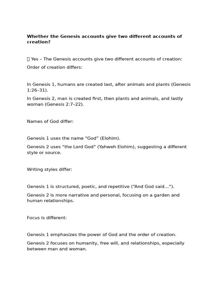 Genesis Creation Accounts: Literal vs. Symbolic | PDF | Creationism ...