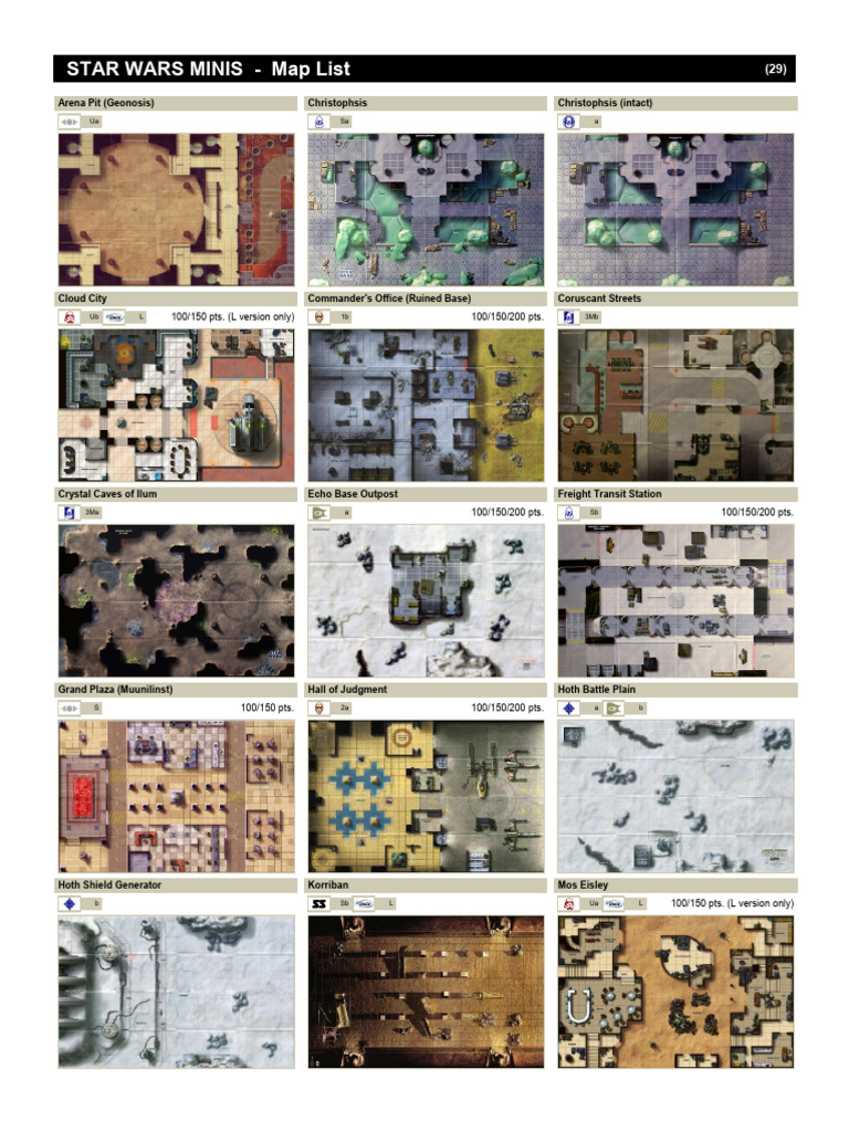 Star Wars Miniatures Map List | PDF | Star Wars