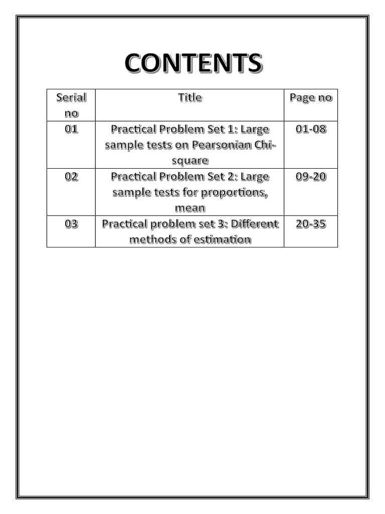 Contents Page Practical | PDF