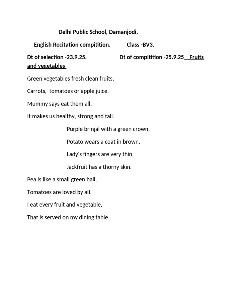English Recitation Compitition Bv3 | PDF