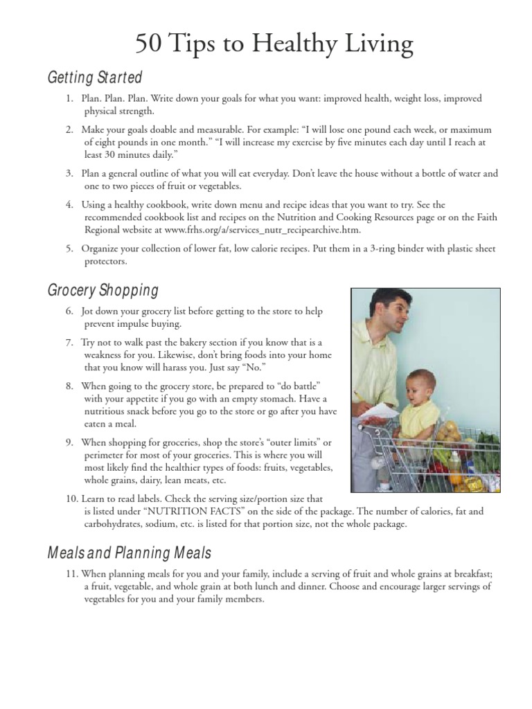50 Tips Healthy Living Guide | PDF | Eating | Grocery Store
