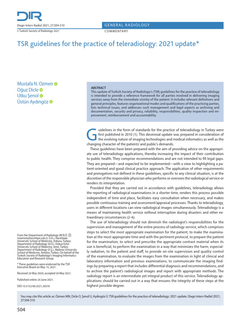 TSR Teleradiology Guidelines 2021 Update | PDF | Radiology | Computer ...