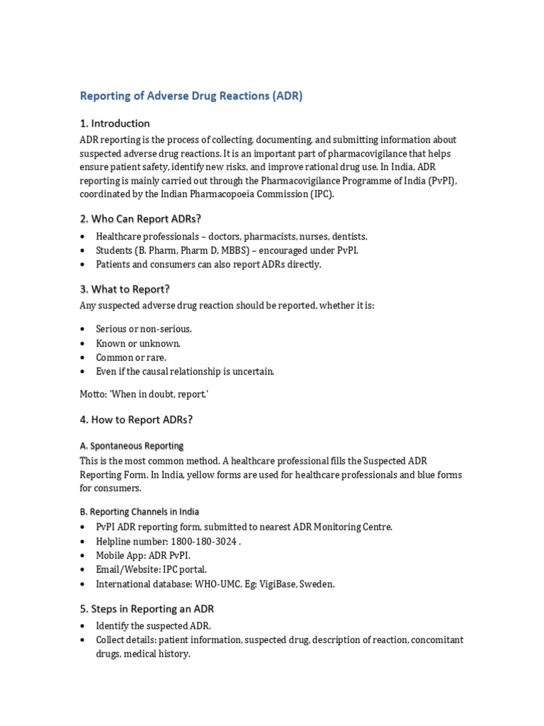 Reporting of ADRs | PDF
