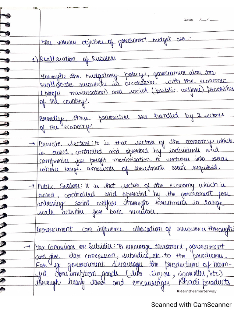 Objectives of Government Budget | PDF