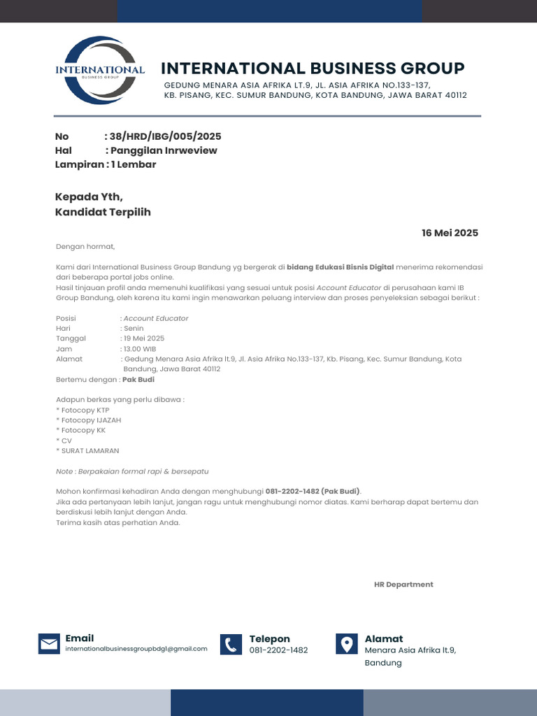 Surat Undangan Interview | PDF