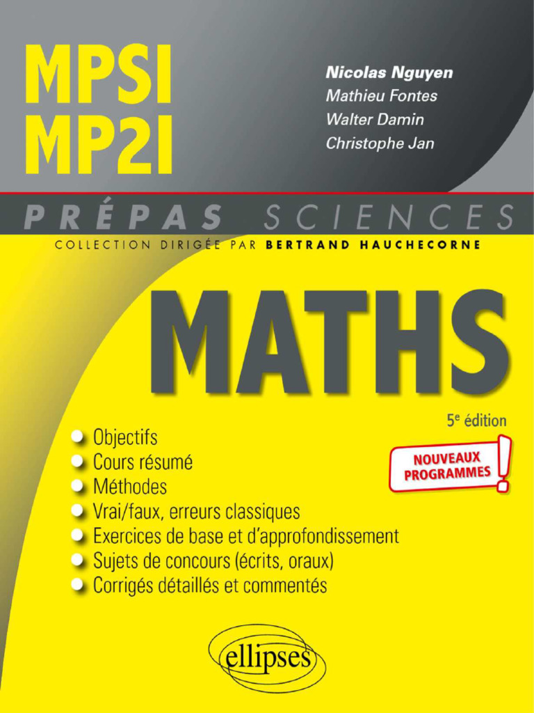 Ellipses MPSI Prepas Maths 5ed Partie 1 | PDF