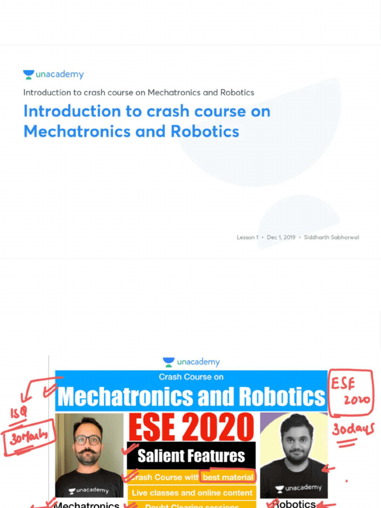 Introduction To Crash Course On Mechatronics and Robotics With Anno | PDF