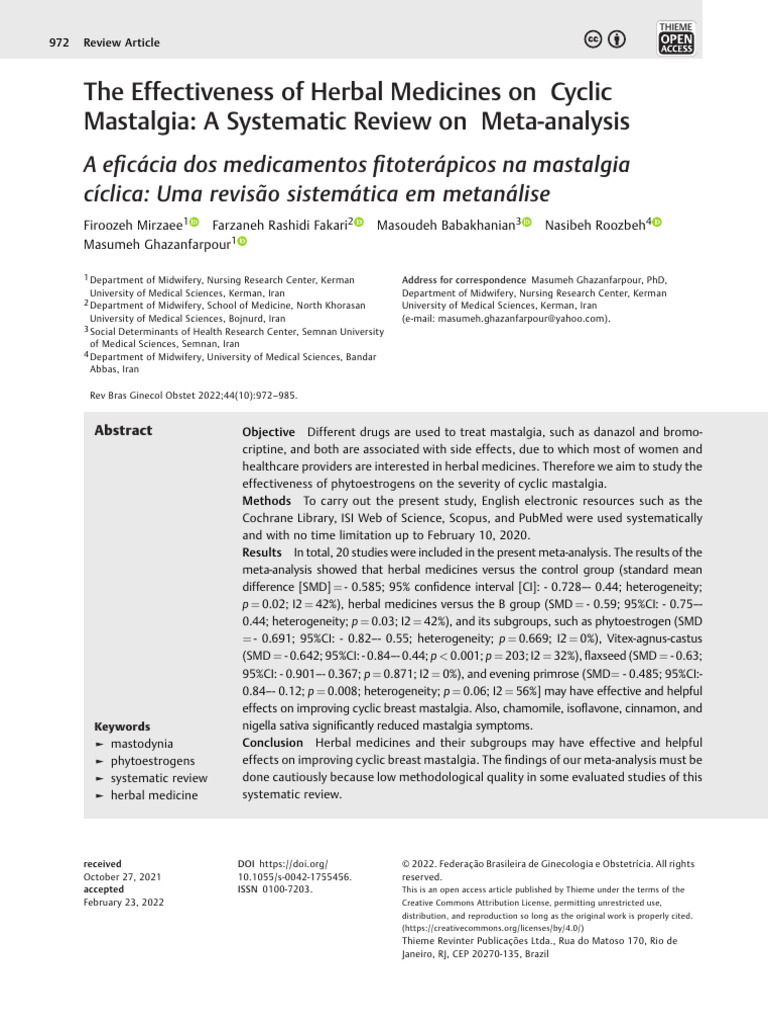 Herbal Remedies for Cyclic Mastalgia | PDF | Alternative Medicine ...