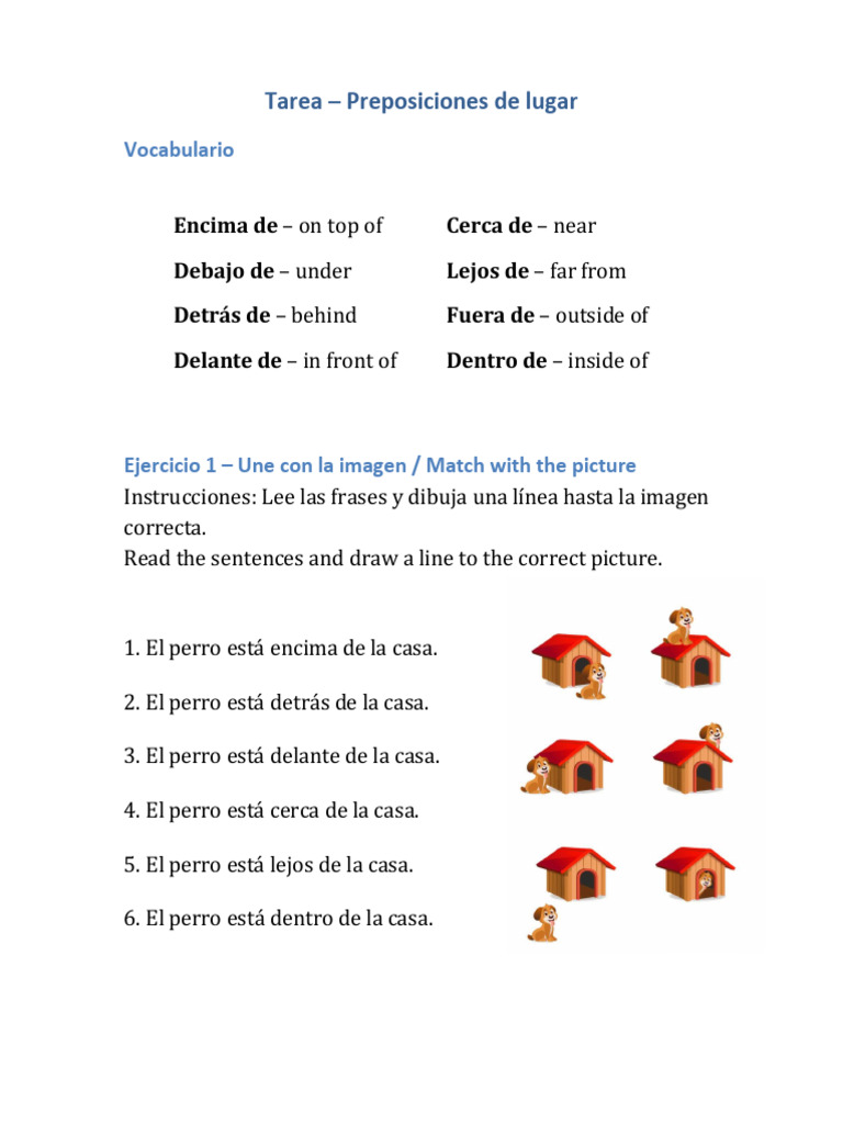 Preposiciones de Lugar en Español | PDF