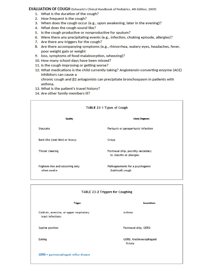 Pediatric Cough Evaluation Guide | PDF