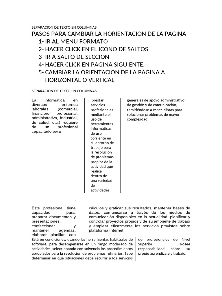 Separacion de Texto en Columnas | PDF | Informática