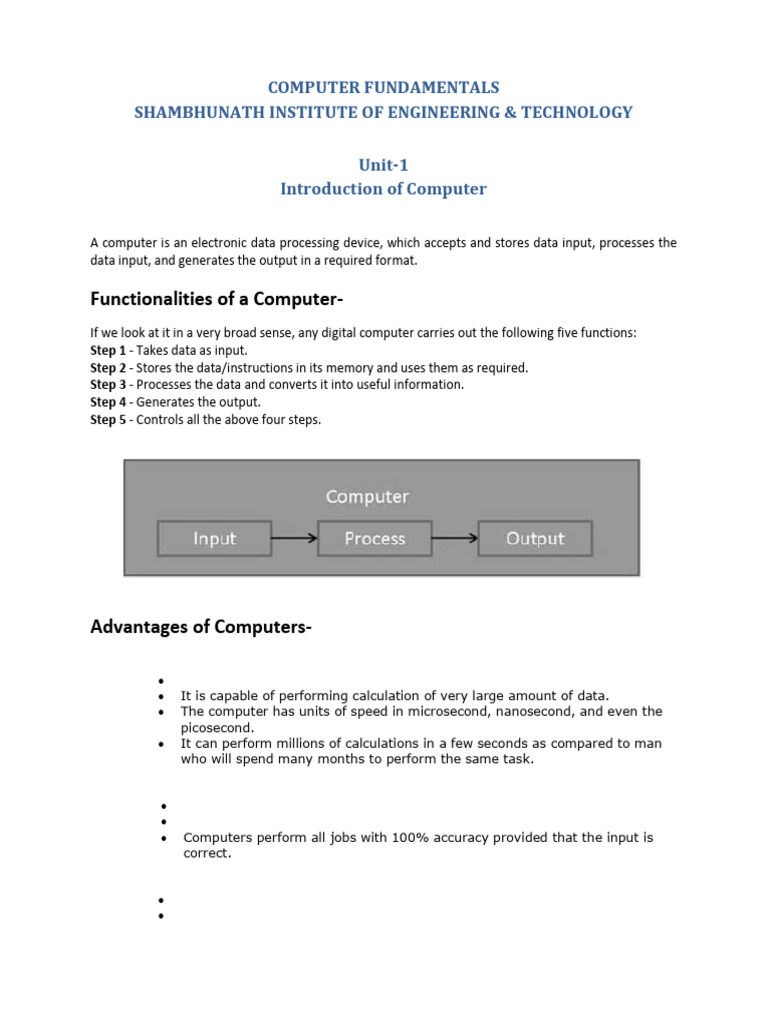 Computer Fundamentals Unit-1 | PDF | Computer Data Storage | Random ...