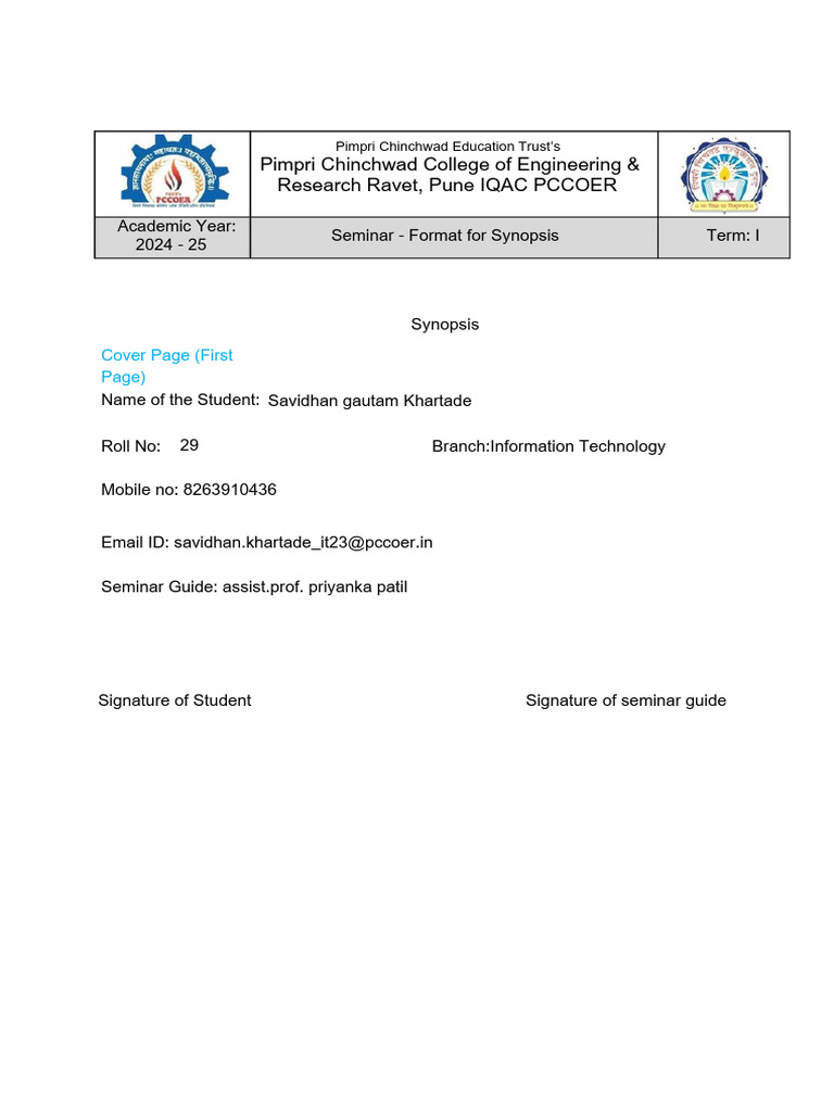 Format For Synopsis PDF | PDF | Cloud Computing | Internet Of Things