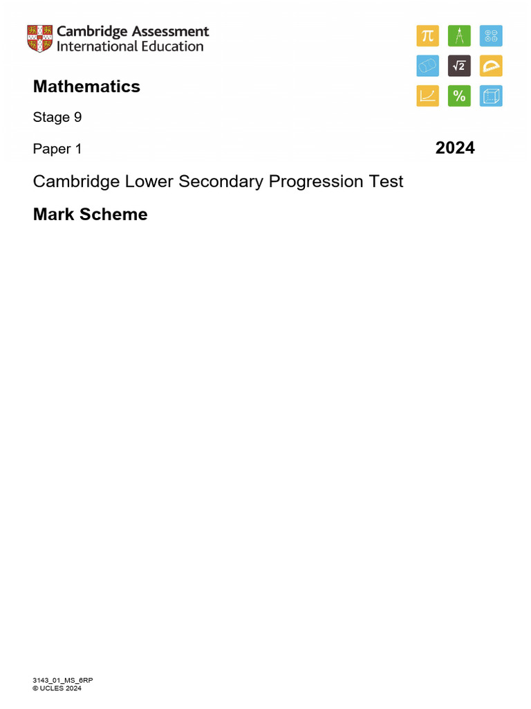 2024 Cambridge Stage 9 Math Mark Scheme | PDF | Numbers | Significant ...