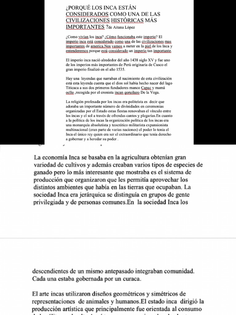 Aitana Lopez 3A Incas | PDF | Imperio Inca