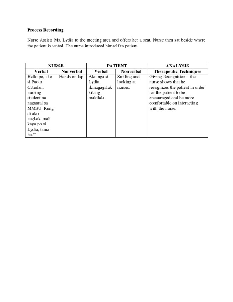 Process Recording | PDF