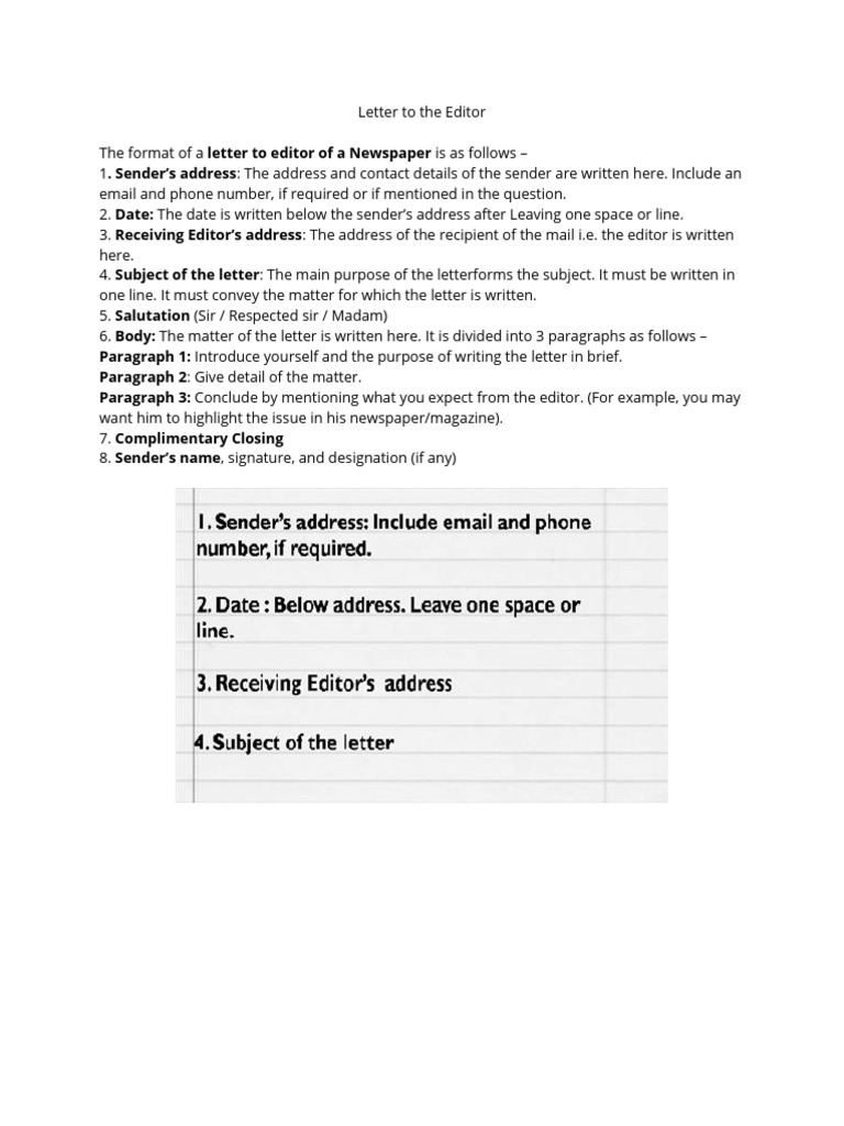 Letter to Editor Class 12 | PDF