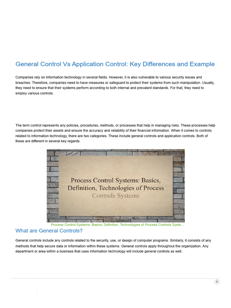 General Control Vs Application Control - Key Differences and Example - Accounting Hub | PDF ...