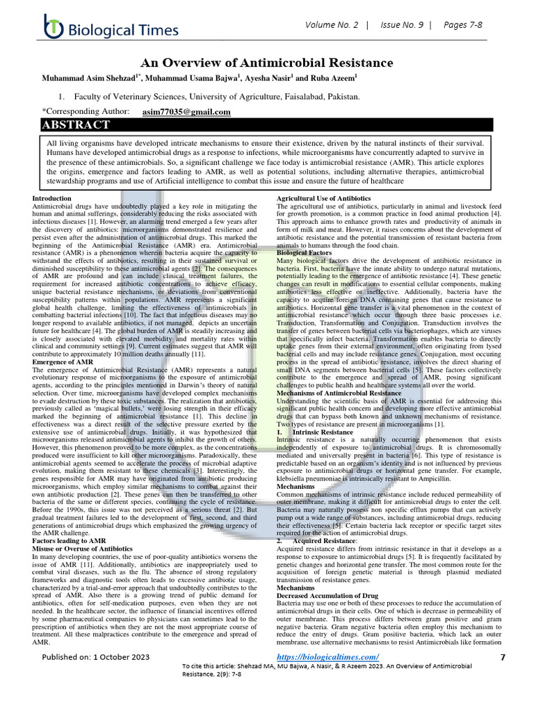 Overview of Antimicrobial Resistance | PDF | Antimicrobial Resistance ...