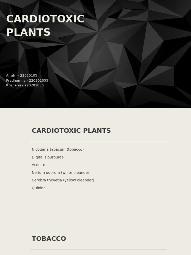 Cardiotoxic Plants 1 | PDF | Nicotine | Medical Specialties