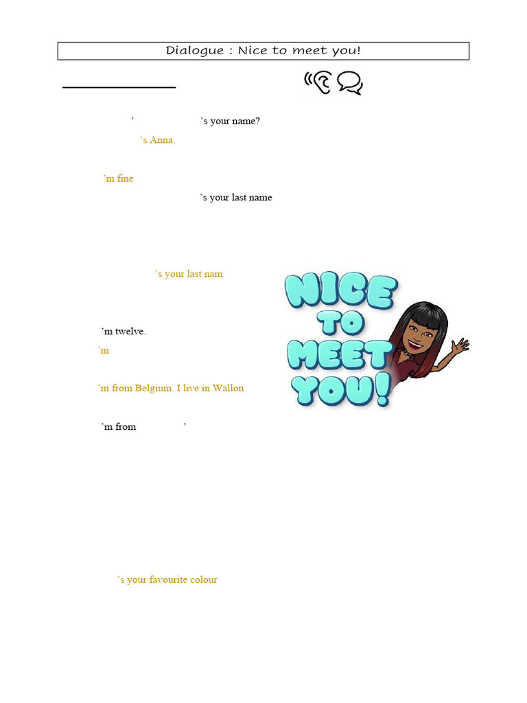 Dialogue Nice To Meet You | PDF