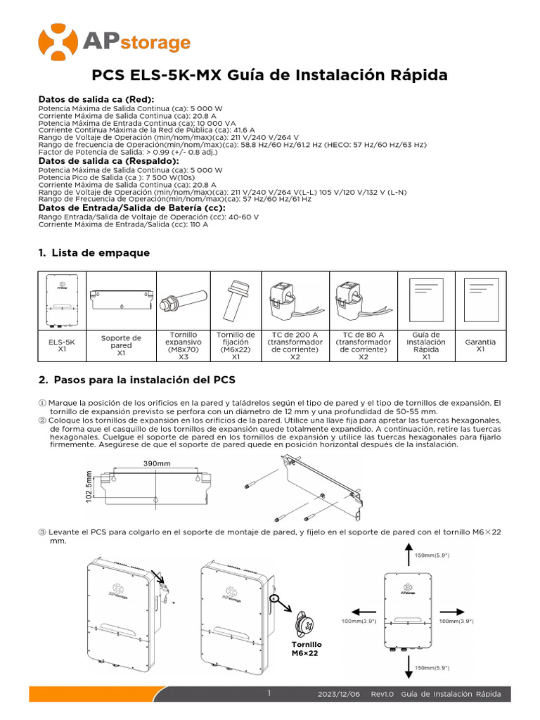 PCS ELS-5K-MX Quick Installation Guide - ES | PDF | Tornillo ...