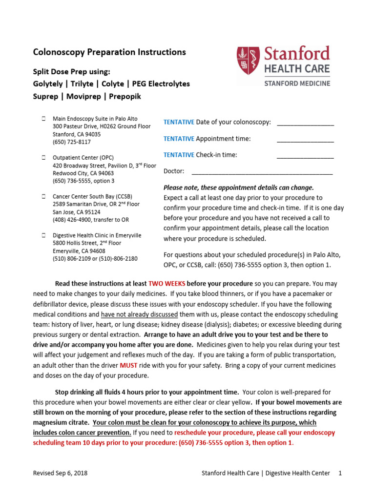 Colonoscopy Prep Instructions Guide | PDF | Colonoscopy | Gastroenterology