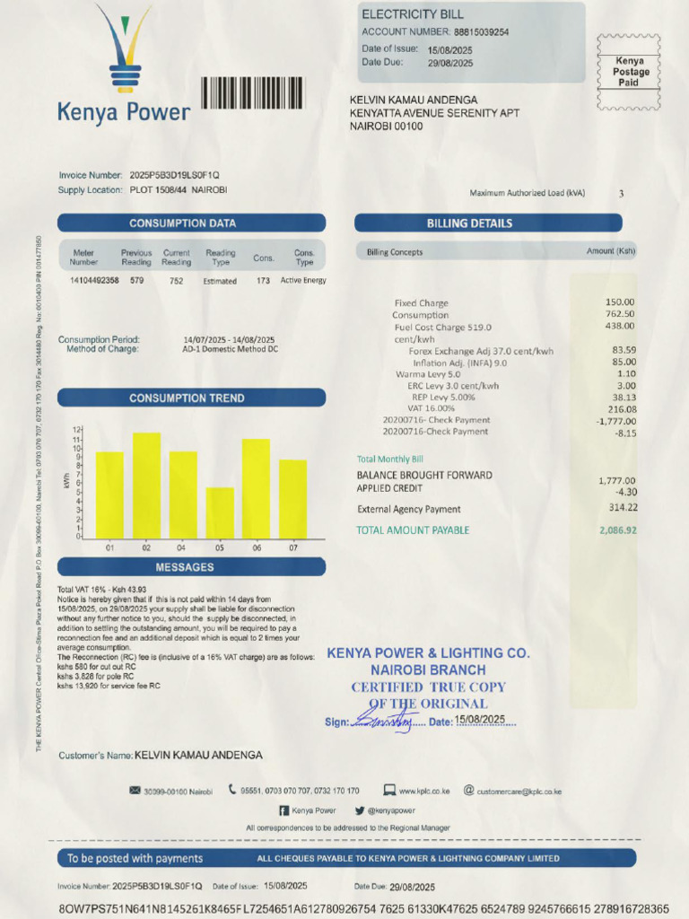 KPLC Billing Statement2 | PDF