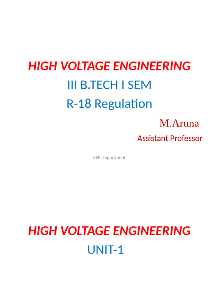 Unit 1 | PDF | Electrical Breakdown | Insulator (Electricity)