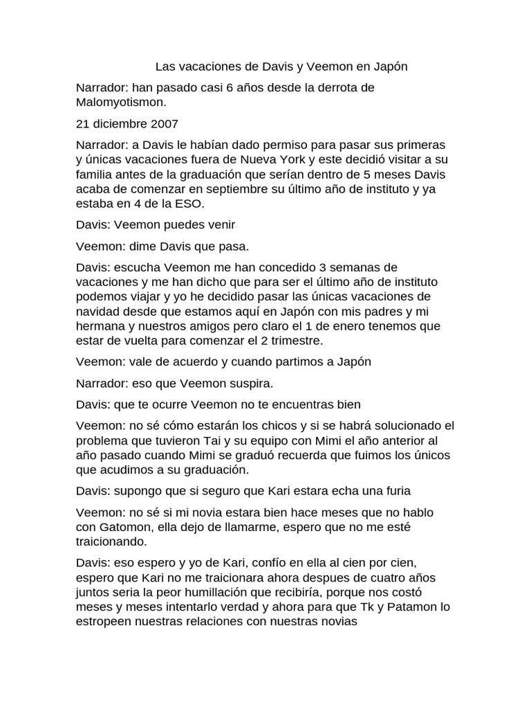 Capitulo 4 Las Vacaciones de Davis y Veemon en Japon | PDF | Amor