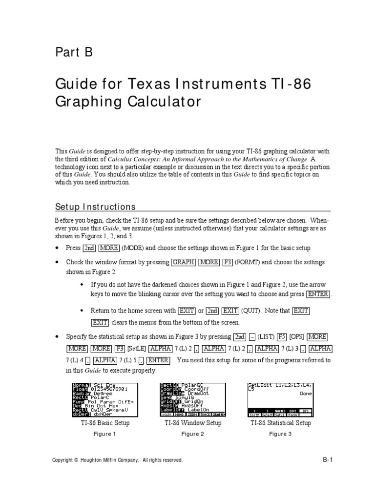 Guide For Texas Instruments TI-86 Graphing Calculator: Part B | PDF ...