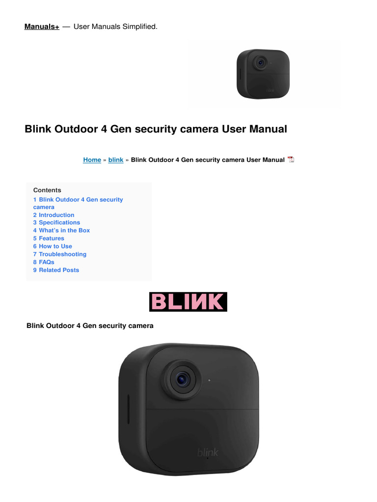 Blink Outdoor 4 Camera Setup Guide | PDF | Camera | Closed Circuit ...