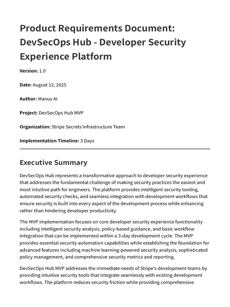 Product Requirements Document: DevSecOps Hub - Developer Security ...