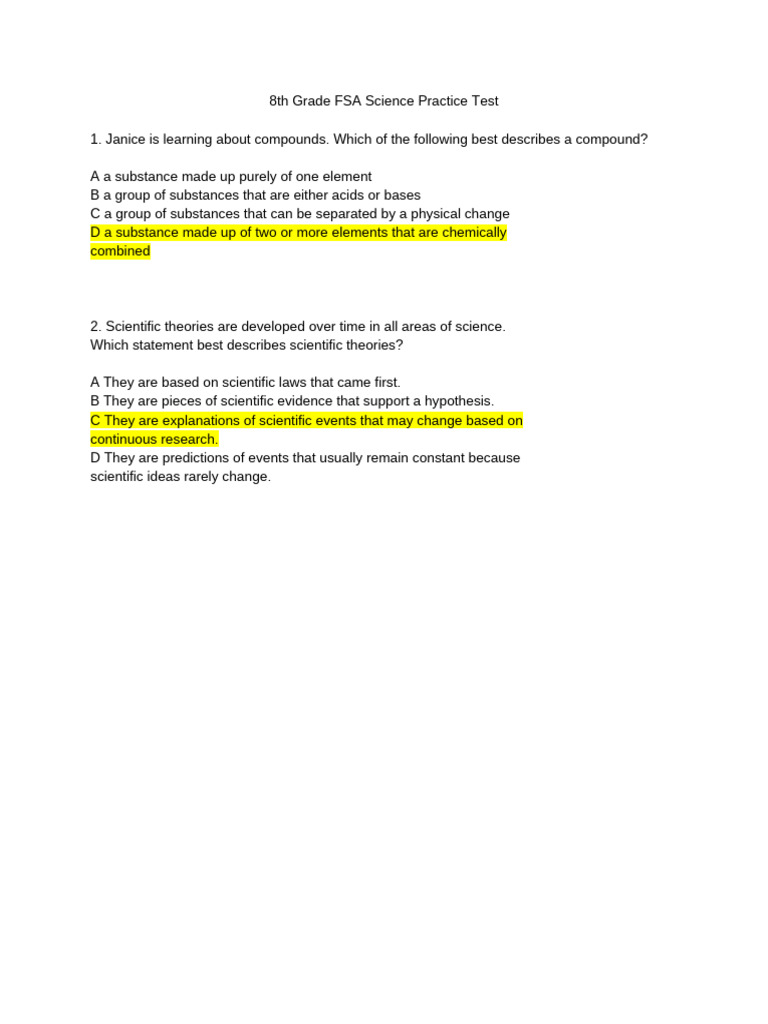 8th Grade Science Practice Test Overview | PDF | Galaxy | Earth